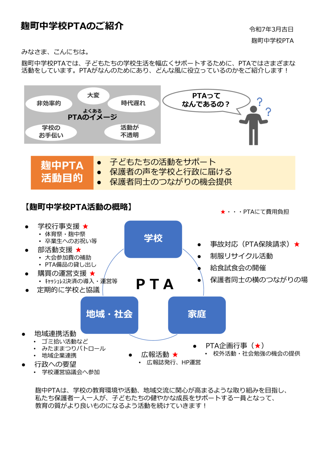 令和7年度PTA活動 紹介 – 麹町中学校PTAホームページ